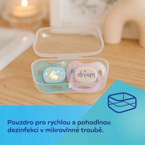 Canpol babies Dudlík svítící silikonový symetrický NIGHTGLOW 6-18m 2ks kluk