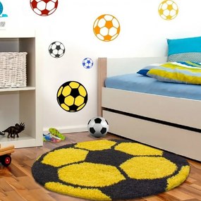 Dětský koberec Fun shaggy 6001 yellow kulatý 100 cm průměr