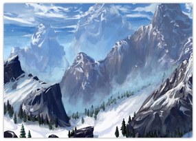 Skleněný obraz - Malované hory (70x50 cm)