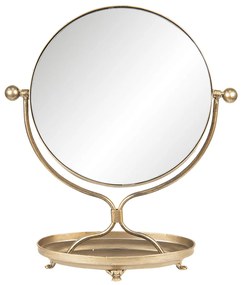 Stolní vintage zrcadlo ve zlatém rámu s podstavcem - 36*15*43 cm