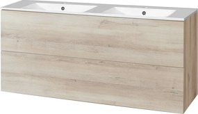 Mereo Mereo, Aira, koupelnová skříňka s keramickým umyvadlem 121 cm, bílá, dub, šedá, CN723