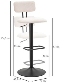 Bílo-černá barová židle s nastavitelnou výškou (výška sedáku 61 cm) Tina – Mauro Ferretti