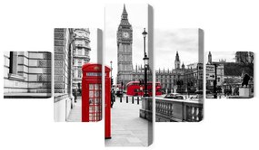 Vícedílný obraz Londýnská Telefonní Budka A Big Ben Nedostatek Nedostatek Přírodní plátno 150x90