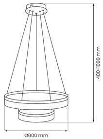 LED Lustr na lanku GALA LED/54W/230V pr. 60 cm stříbrná
