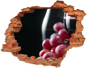 Wallmuralia Nálepka 3D díra Hrozny a víno 90x70 cm