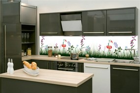 DIMEX | Fototapeta do kuchyně Luční design KI-260-182 | 260 x 60 cm | zelená, bílá, červená