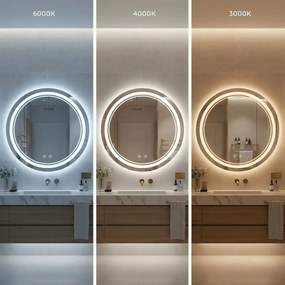 Tutumi Zrcadlo ⌀80 cm s vyhříváním a regulovatelným LED osvětlením HOM-00205