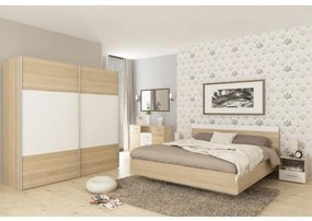 Ložnicový komplet (postel 160x200 cm), dub sonoma / bílá, Tempo Kondela GABRIELA NEW