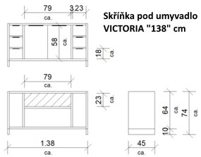 Koupelnová komoda široká z masivu Victoria tmavá akácie