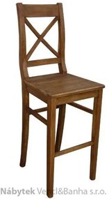 dřevěná rustikální stylová barová jídelní židle z masivního dřeva borovice Mexicana D25bar euromeb