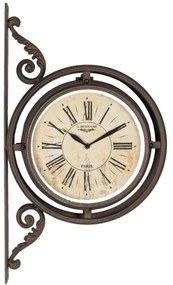 Hnědé nástěnné retro hodiny – 34x10x59 cm