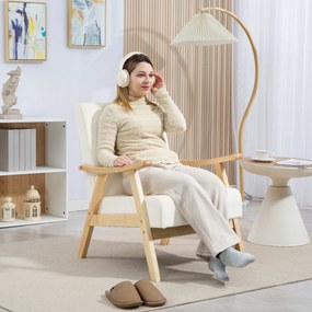 HOMCOM Křeslo do Obývacího Pokoje Nordic S Područky, Polstrování, Padded Křeslo s Dřevěným Rámem, Křeslo s Vzhledem Veluru, Čalouněné Křeslo do Ložni…