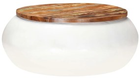 Konferenční stolek bílý 68x68x30 cm masivní recyklované dřevo - Default Title