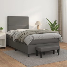 Box spring postel s matrací šedá 120x200 cm umělá kůže