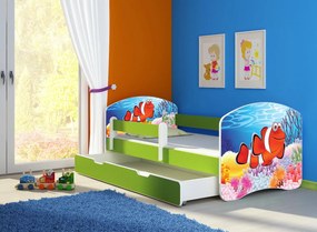 Dětská postel - Rybka 2 180x80 cm + šuplík zelená