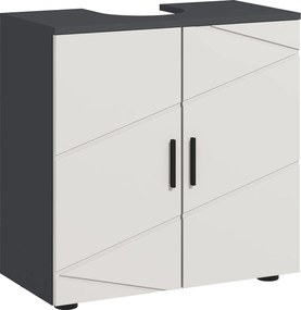 Kleankin Koupelnová Skříňka Pod Umyvadlo se 2 Dveřmi, Dřevěná Skříňka Pod Umyvadlo s Nastavitelnou Policí, pro Umyvadla s Nebo Bez Sloupu, 60x30x60cm,
