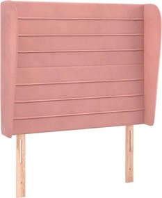 Čelo postele typu ušák růžové 83 x 23 x 118/128 cm samet 3118143