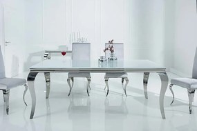 Skleněný jídelní stůl Barock White bílá stříbrná 180cm