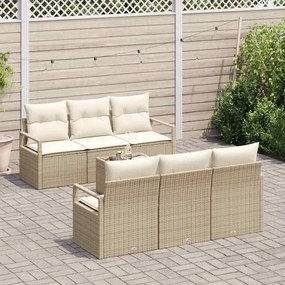 Set pohovek 7 ks 6-Počet míst Béžová a krémová polyratan 3346271