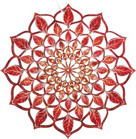 AMADEA Dřevěná dekorace mandala červená 9 cm