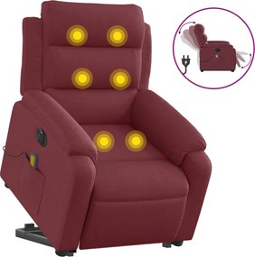Elektrické zvedací masážní polohovací křeslo vínové textil 3205019