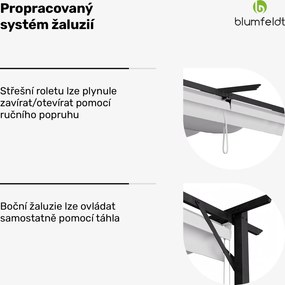 Blumfeldt Pantheon Robust, pergola, 3 x 4 m, s bočními roletami, práškově lakovaná ocel odolná vůči povětrnostním vlivům