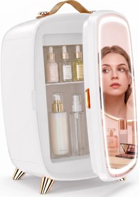 HOMCOM Mini lednička 6 l Malá kosmetická lednička s funkcí chlazení, přenosná kosmetická lednička na kosmetiku, nápoje, ovoce, bílá