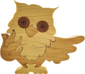 AMADEA Dřevěné puzzle sova, masivní dřevo dvou druhů dřevin,15 cm