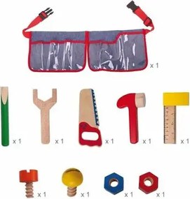 Bigjigs Toys Dřevěné nářadí na červeném opasku / od 3 let