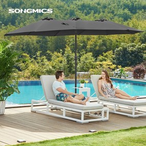 Dvojitý slunečník 460 × 270 cm, extra velký zahradní slunečník, UPF 50+, šedý