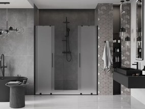 Mexen Velar Duo, posuvné sprchové dveře do otvoru 180 cm, 8mm sklo námraza, černá matná, 871-180-000-32-70