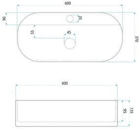 Rea Marcela, umyvadlo na desku 600x370x135 mm, bílá lesklá, REA-U4002