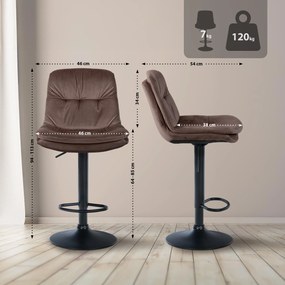 Barová židle Laurel samet černá konstrukce – hnědá