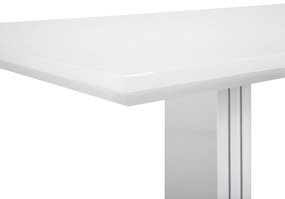Bílý jídelní stůl 180x90 cm se základnou s nerezové oceli KALONA Beliani