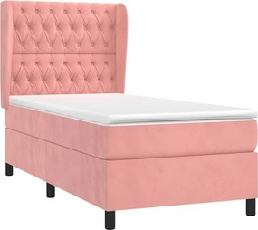 Box spring postel s matrací růžová 80 x 200 cm samet 3129362