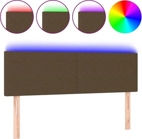 Čelo postele s LED tmavě hnědé 144x5x78/88 cm textil 3121333