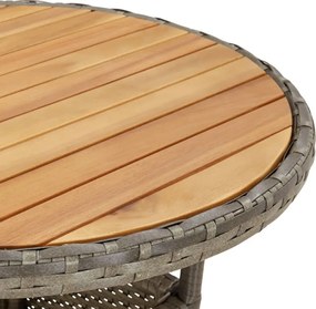 vidaXL Zahradní stůl Ø 60 x 75 cm akáciové dřevo a polyratan [310603] Barva: Šedá