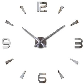 KIK Nástěnné hodiny velké 80-120cm stříbrné 4 číslice