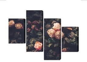 Vícedílný obraz Pastelové Růže Ve Vintage Stylu Nedostatek Nedostatek Přírodní plátno 120x75