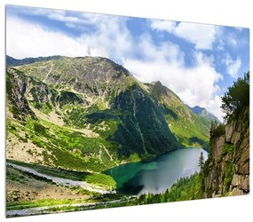 Obraz horské krajiny s jezerem (100x70 cm)