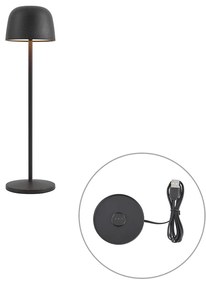 Stolní lampa černá vč. LED dobíjecí s nabíjecí stanicí IP65 - Raika