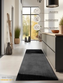 Hanse Home, Běhoun Bouclé Jute 105976 Black, 80x200, černá, chodba / předsíň