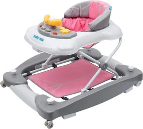 Dětské chodítko s houpačkou a silikonovými kolečky Baby Mix růžové