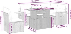 6dílná zahradní sedací souprava s poduškami béžová polyratan 3273522