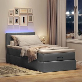 Osmanský rám postele s matrací tmavě šedá 90x190cm textil 3312188