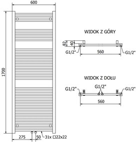 Mexen Pluton topné těleso 1700 x 600 mm, 980 W, bílá, W106-1700-600-00-20