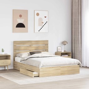 Postel s úložným prostorem se zásuvkou Sonoma dub 140 x 200 cm 3411894