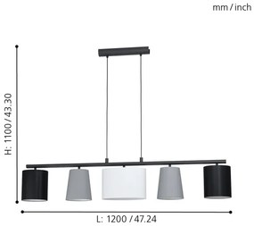 Eglo 98588 - Lustr na lanku ALMEIDA 5xE14/25W/230V