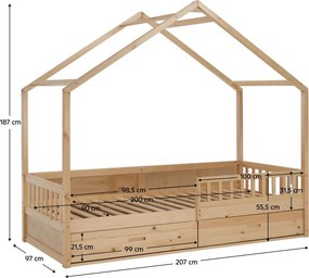 Postel Montessori BIANKA, 90x200, masiv přírodní Kondela 0000396818