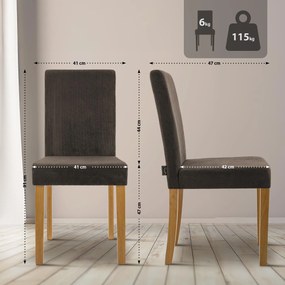 Sada 2 ks jídelních židlí Ina látka cord, antik světlá - hnědá